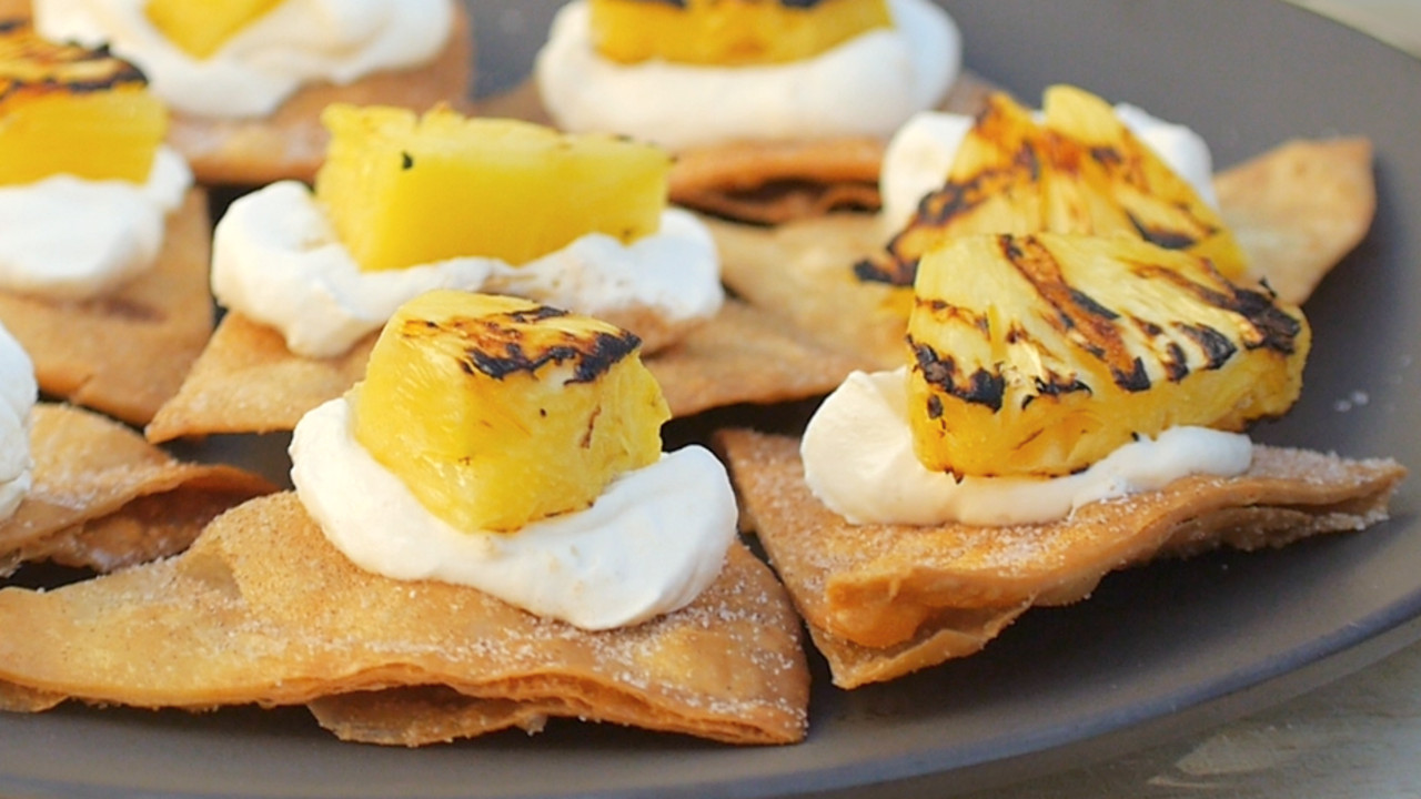 Grilled Pineapple on Cinnamon-Sugar Tortillas - Cooking Videos | Grokker