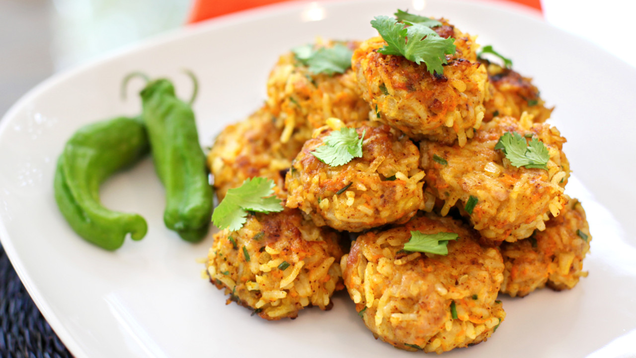 Gluten-Free Chicken & Yellow Rice Balls - Cooking Videos | Grokker