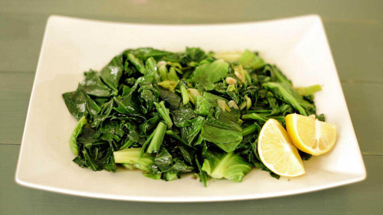Spring Greens with Garlic, Lemon and Anchovy - Cooking Videos | Grokker