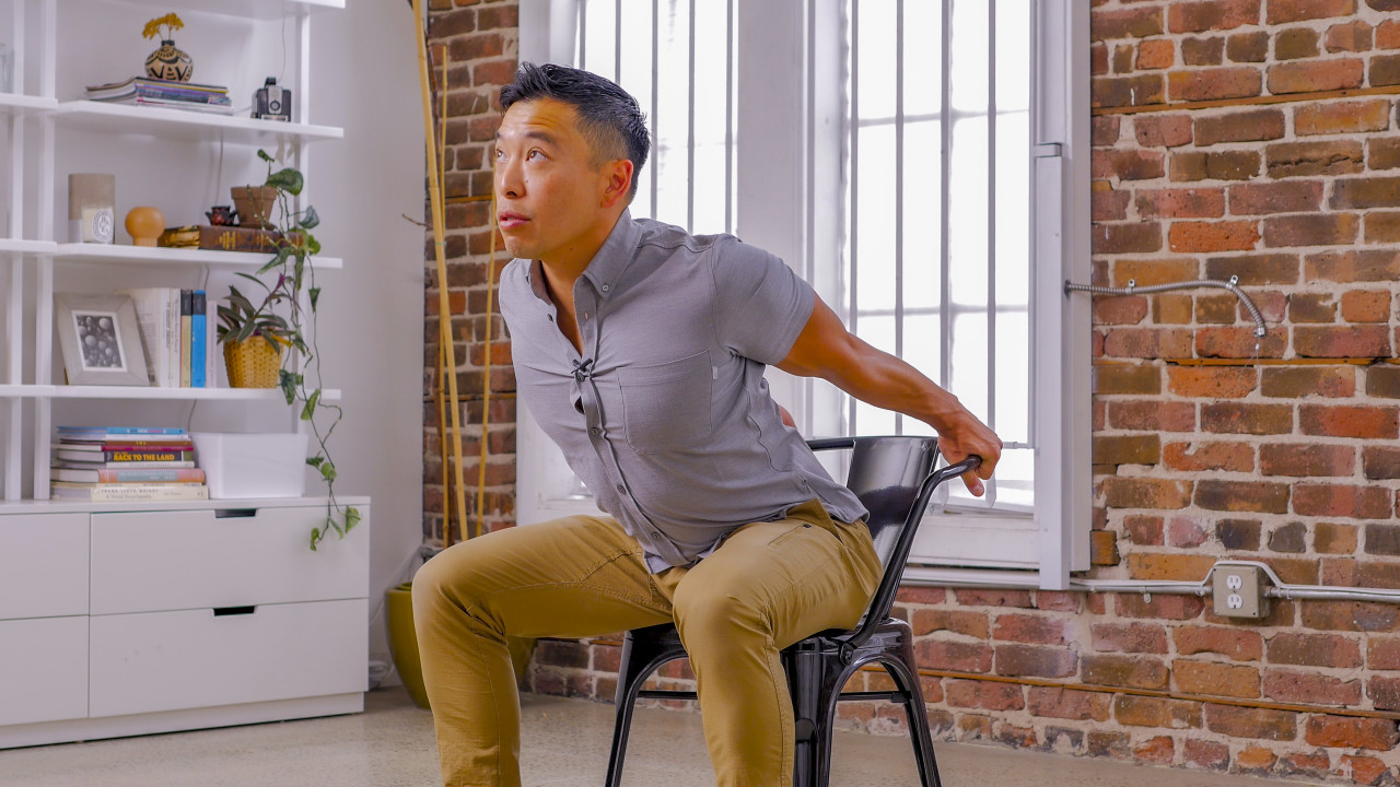 Pec Lean Forward Stretch - Day 21 - Fitness and Exercise Videos | Grokker